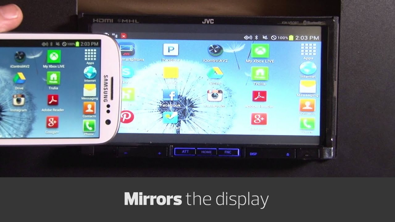 Android smartphone control on the JVC KW-V50BT - YouTube
