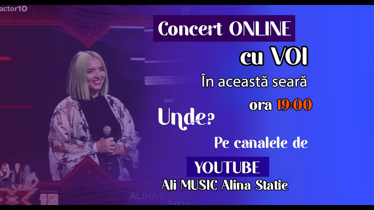 A.L.I. (Alina Statie) ️🤩 Concert ONLINE - Să dăruim zâmbete 🎸 ️🔥 - YouTube