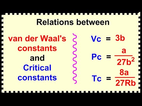 Relation between Van der Waals Constant and Critical Constants - YouTube