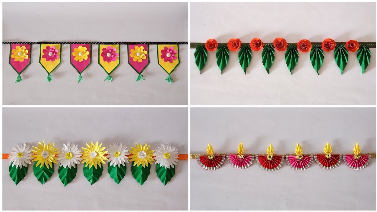 DIY 4 Door Toran/Patti making with Paper | दीवाली तोरन घर पर कैसे बनाये ...