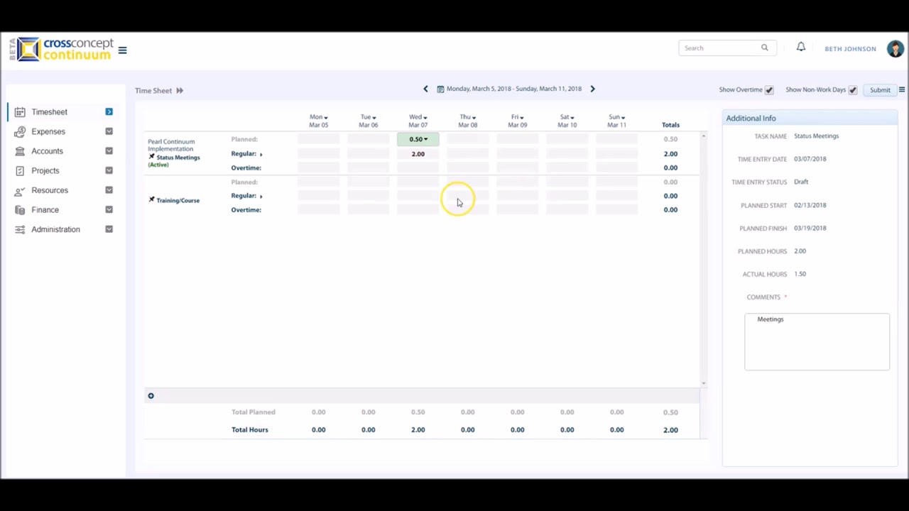 Timesheet Training CrossConcept Continuum PSA - YouTube