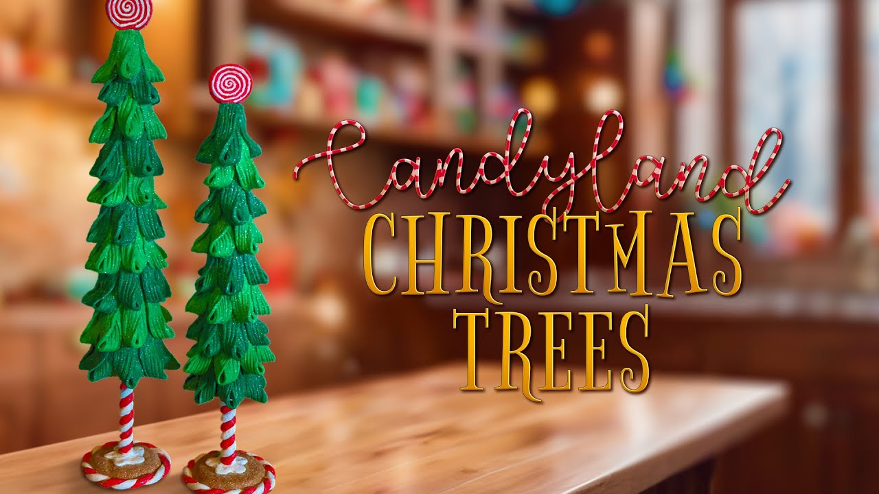 DIY Candyland Gingerbread Christmas Trees from Air Dry Clay! - YouTube
