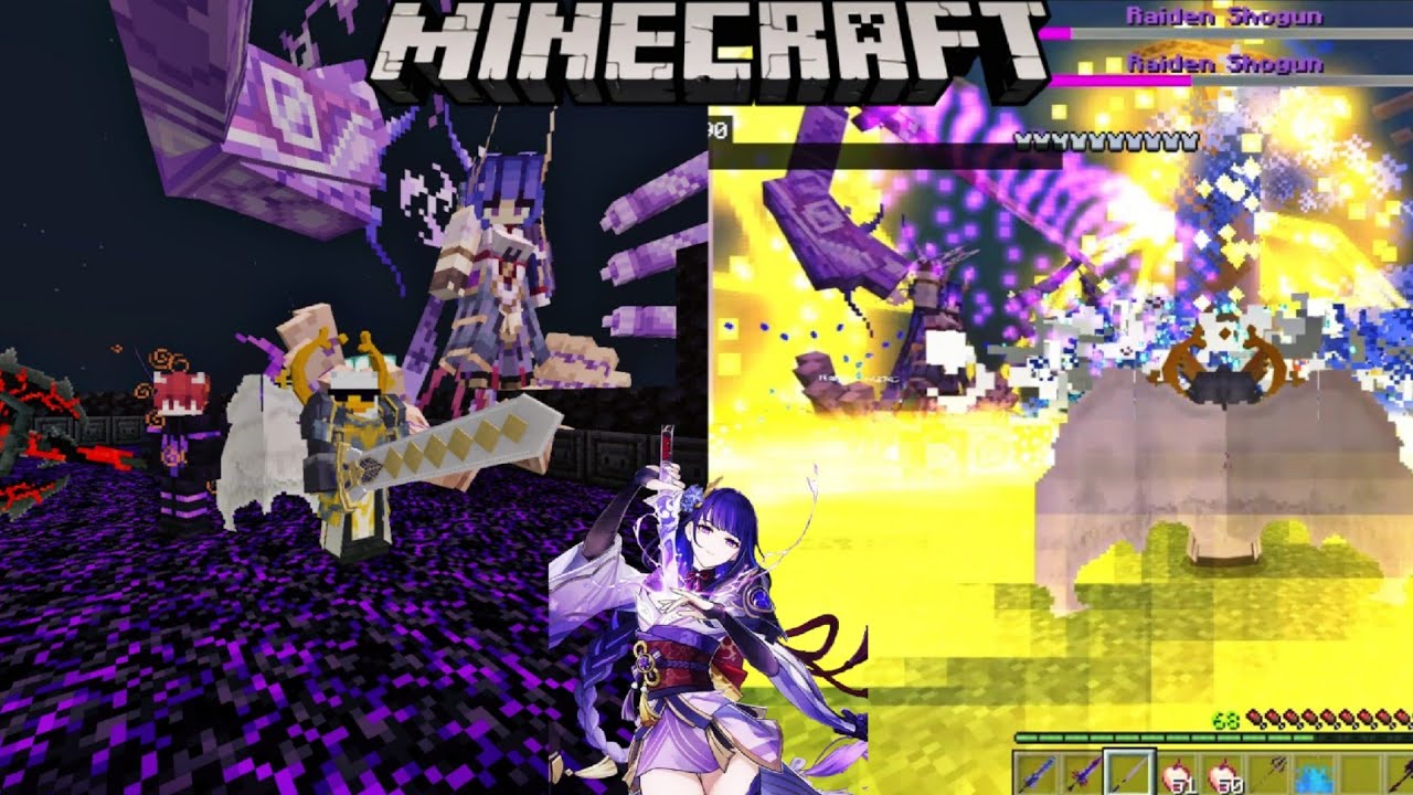 Minecraft Tapi Gw Mencoba Melawan Raiden Shogun dari Genshin Impact ...
