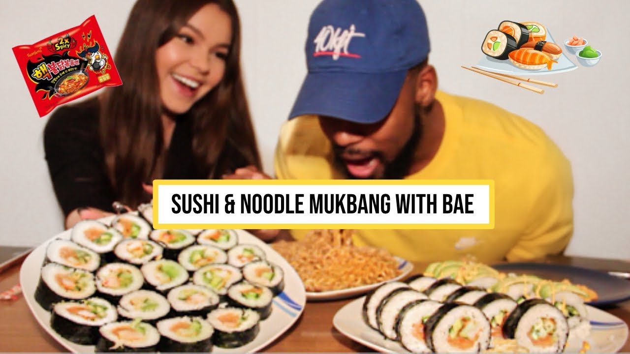SUSHI & NOODLE MUKBANG WITH BAE | Eating show (funny) - YouTube