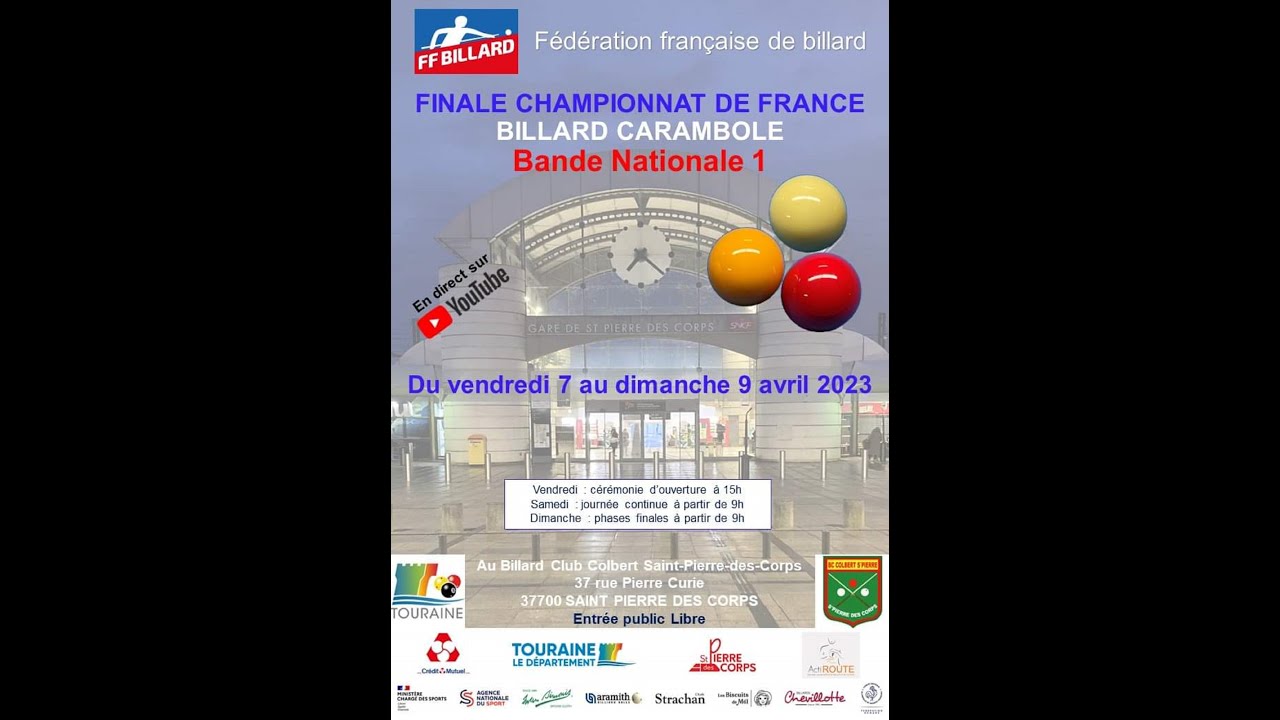 Finale de France Bande Nationale 1 du 7 au 9 avril 2023 (Billard N°2 ...