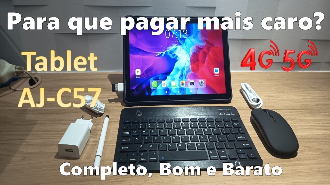Tablet AJ C57 - Vem com capa, fone, teclado e mouse e SIM 4G e 5G - YouTube