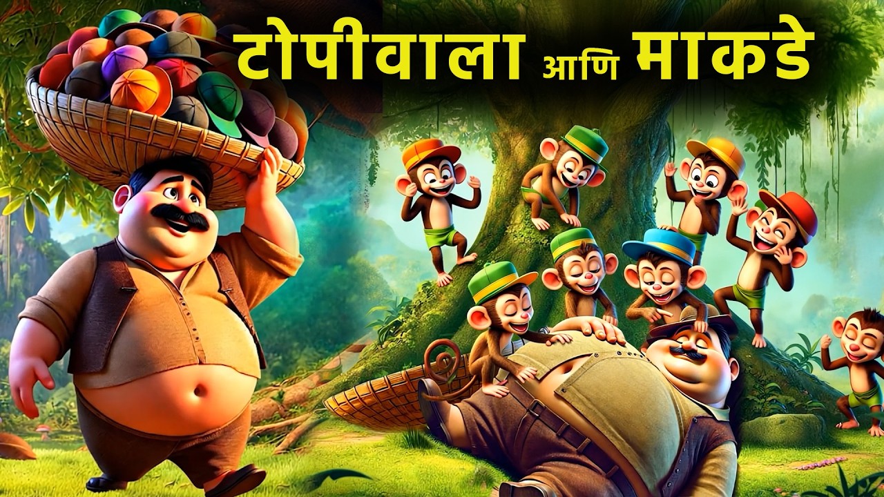 Topiwala aani Makde | Topiwala and Monkey story in Marathi | Moral ...