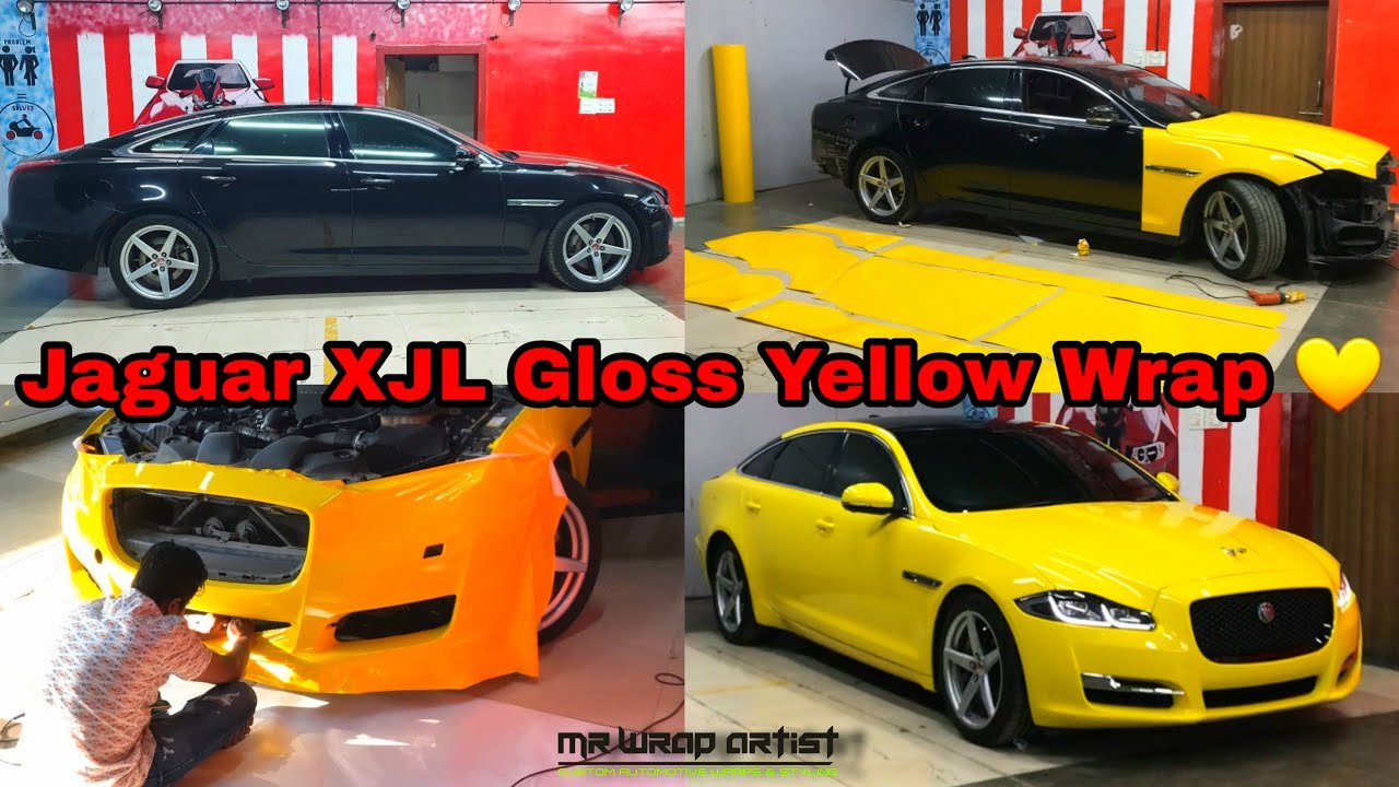 Jaguar XJL Gloss Yellow Wrap | Mr Wrap Artist | Car Wrapping #jaguar # ...