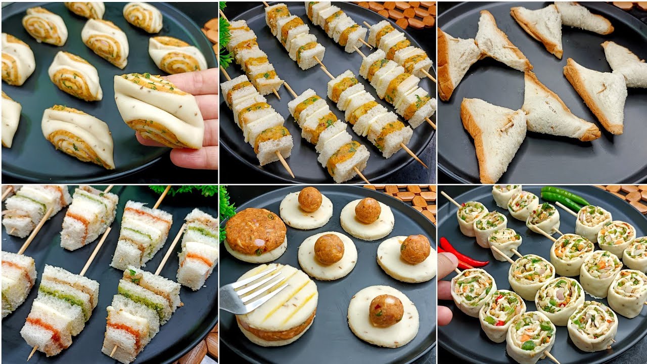 6 Unique Easy Snacks | Party Snacks Recipes | Evening Snacks | Bread ...