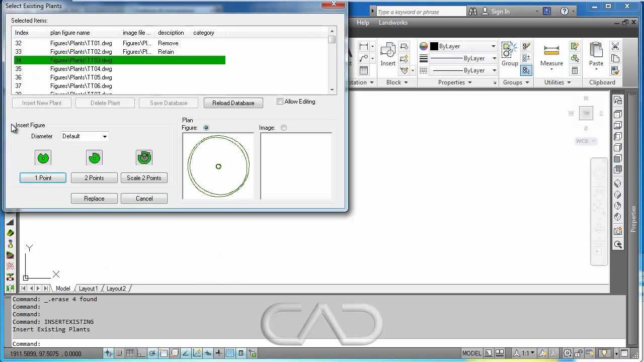 Insert Existing Plants (Two Points) in LANDWorksCAD for AutoCAD - YouTube