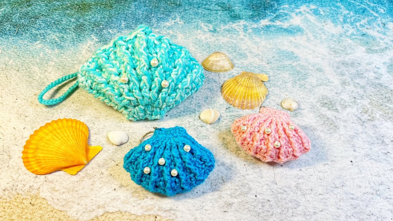 Crochet Seashell AirPods Pro Pouch / Keychain Tutorial: Step-by-step ...