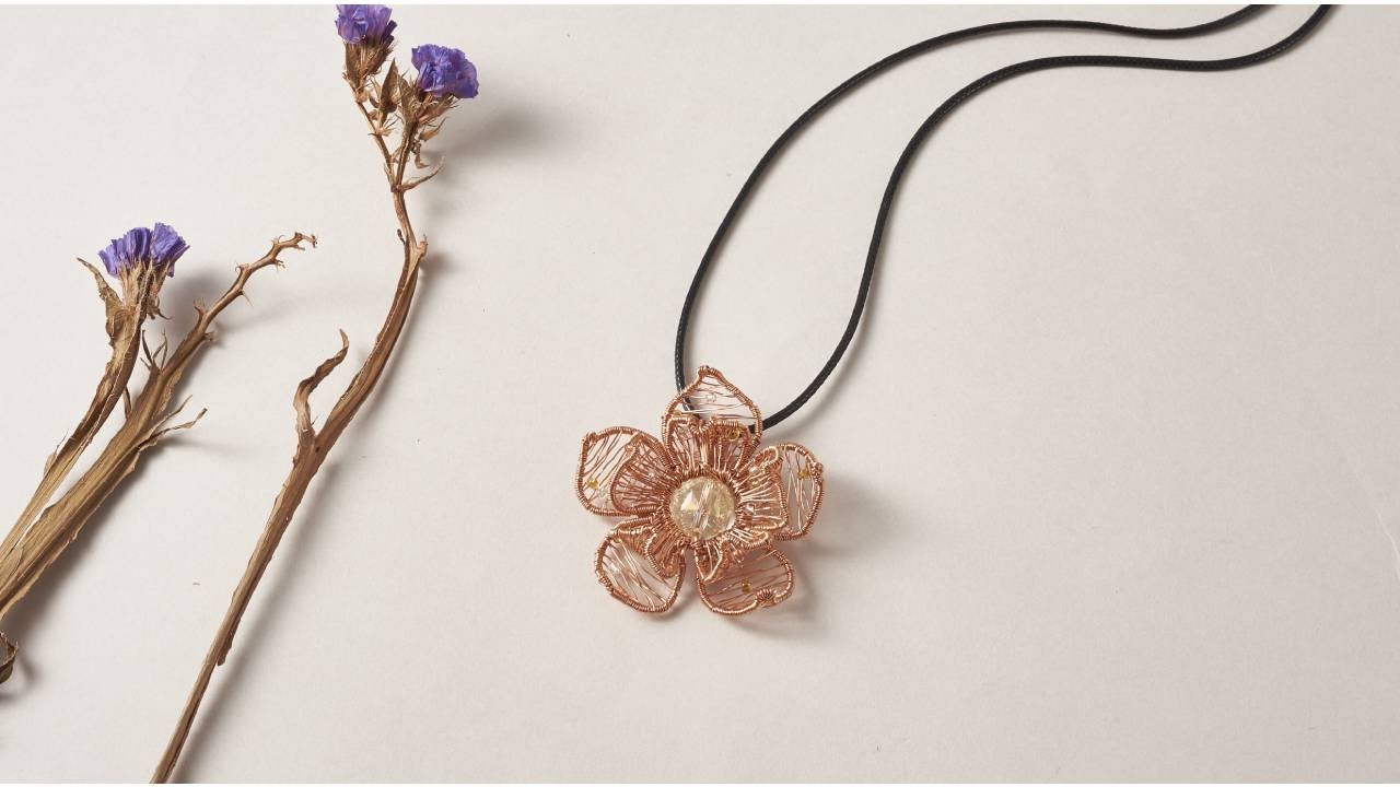 DIY Wire Wrap Flower Pendant from Copper Wire | Necklace Charm Design ...