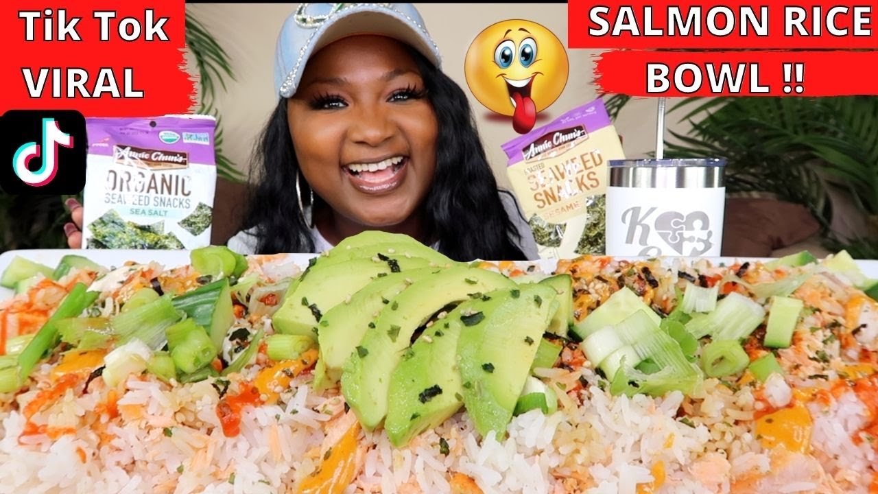 TIK TOK VIRAL SALMON RICE BOWL MUKBANG !! - YouTube