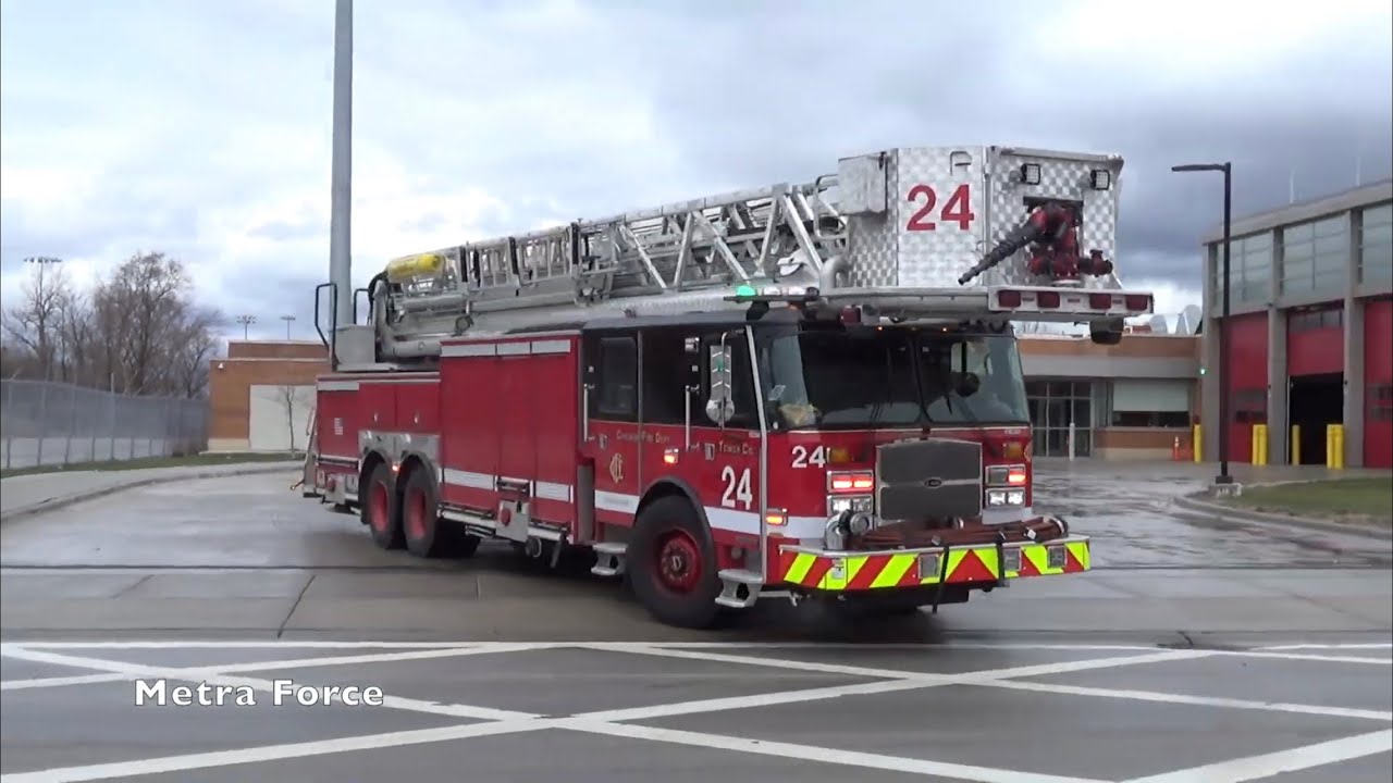 Chicago Fire Dept Tower Ladder 24 & Field Chief 4-5-6 Responding - YouTube