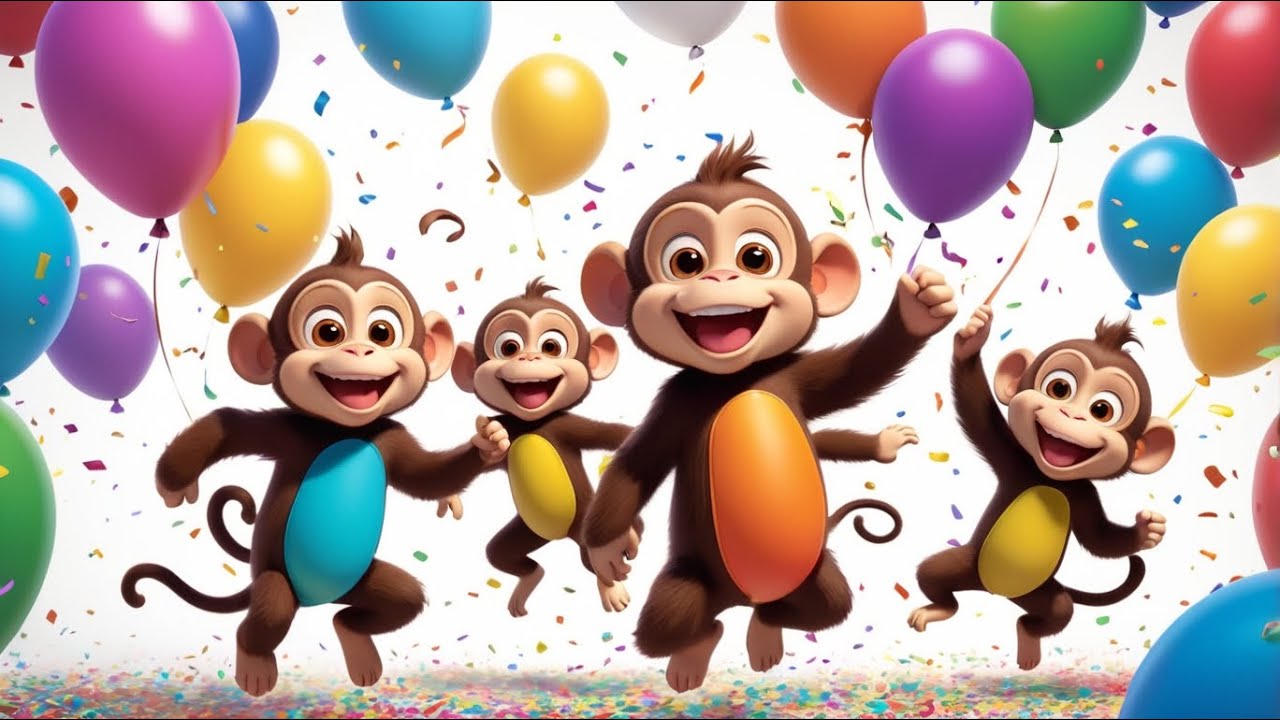 "5 Silly Monkeys 🐵 Jumping Fun! | Original Nursery Rhyme for Toddlers ...