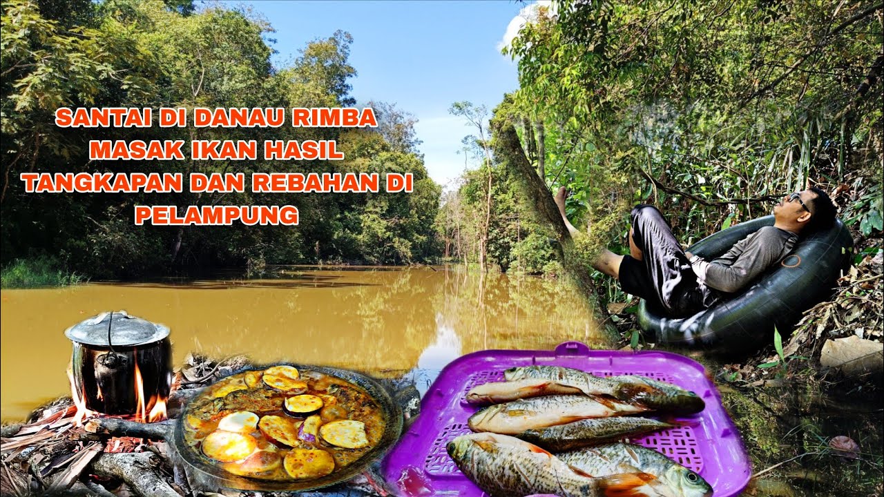 SANTAI DI DANAU RIMBA || MASAK HASIL TANGKAPAN DAN REBAHAN DI PELAMPUNG ...