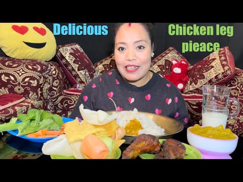 Chicken leg piece // Aalu soyabean gravy // praun papad // metar achar ...