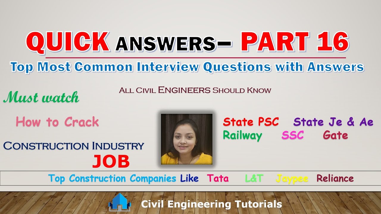 Top Quick Interview Questions | PART 16 | Civil Engineering | Construction Industry InterviewQnA ...
