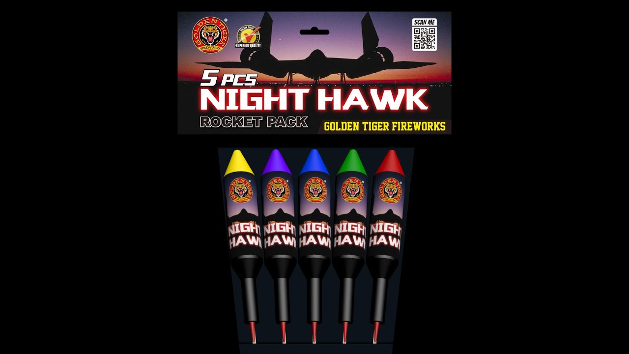 GT006 NIGHT HAWK 5-pack 1.3G ROCKETS by Golden Tiger Fireworks - YouTube