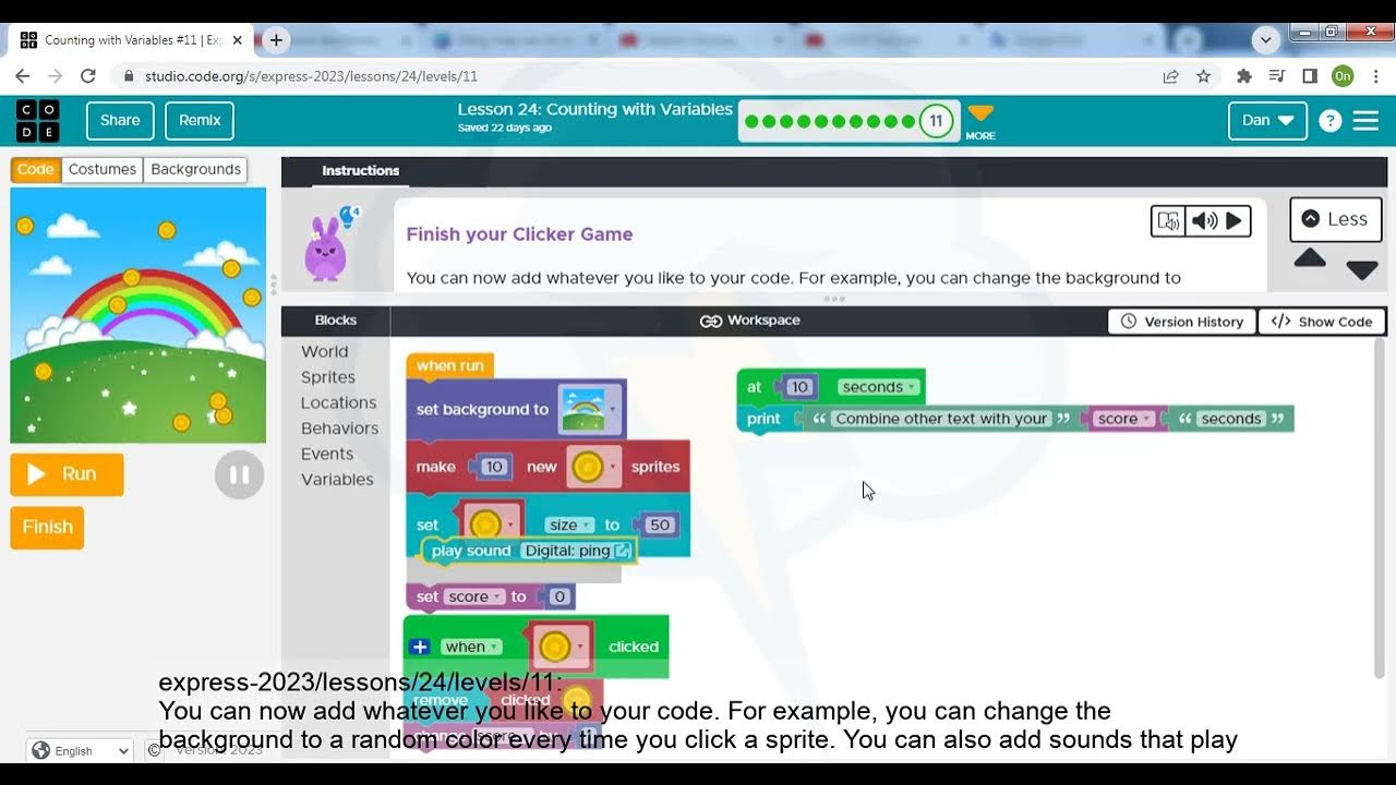 Learn Computer Science - Code.org - express-2023 L24L11 - YouTube