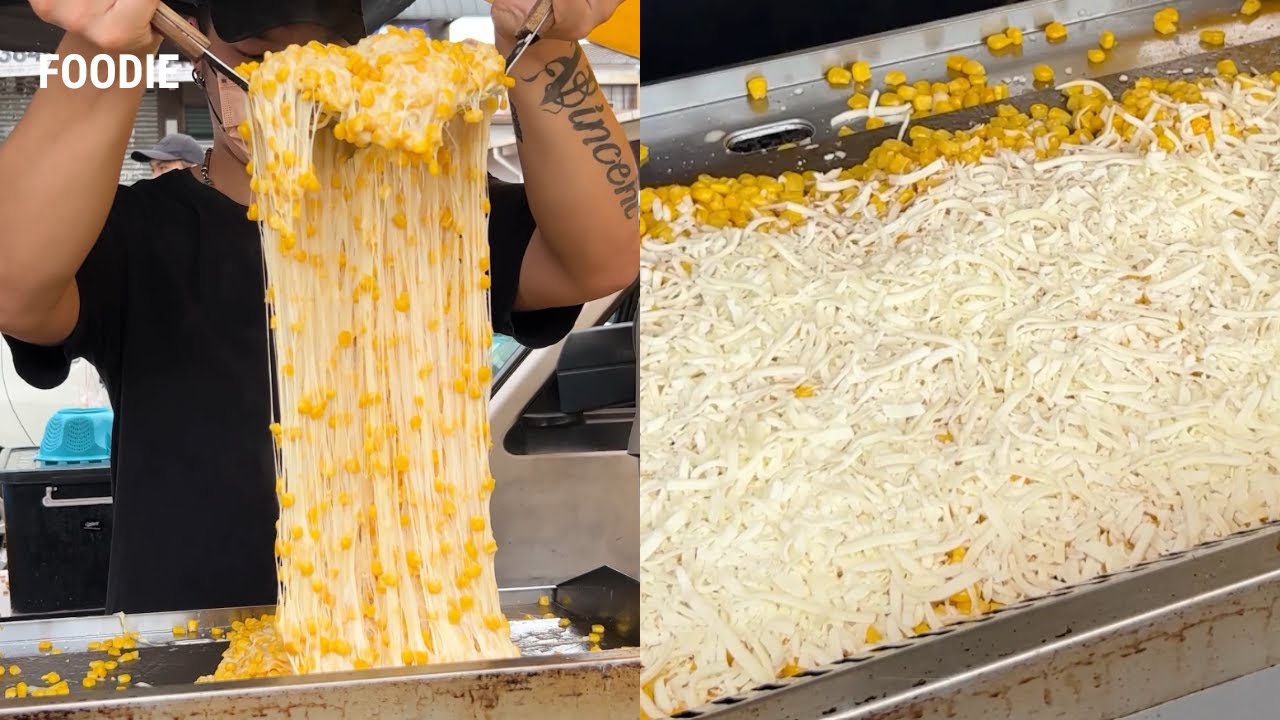 AMAZING CHEESE WATERFALL! Cheese corn in night market! - YouTube
