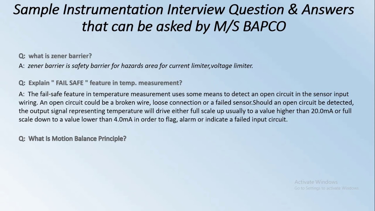 Sample Instrumentation Interview Question & Answers that can be asked ...