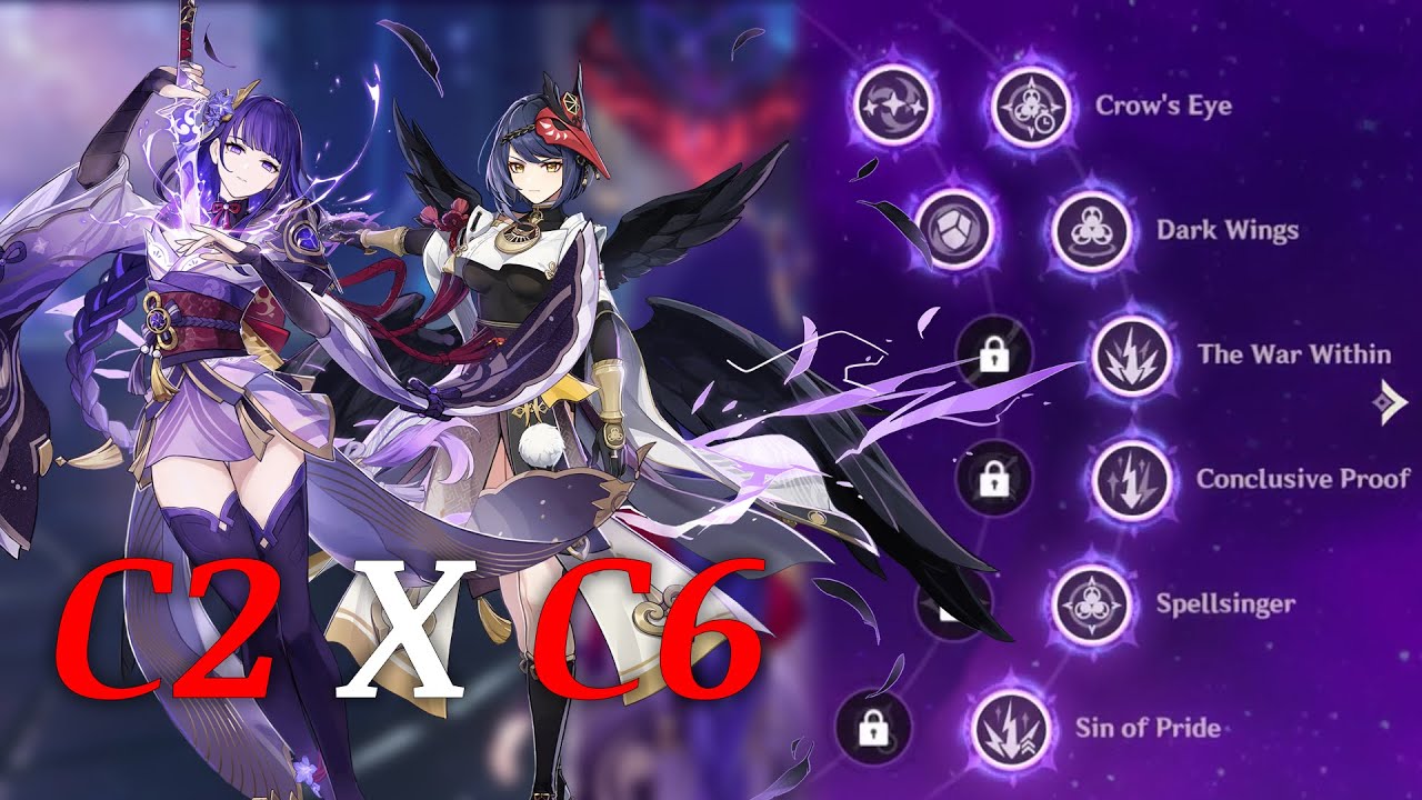 Raiden Shogun C2 x Kujou Sara C6 (Pulls, Spiral Abyss, Speed Run Domain ...