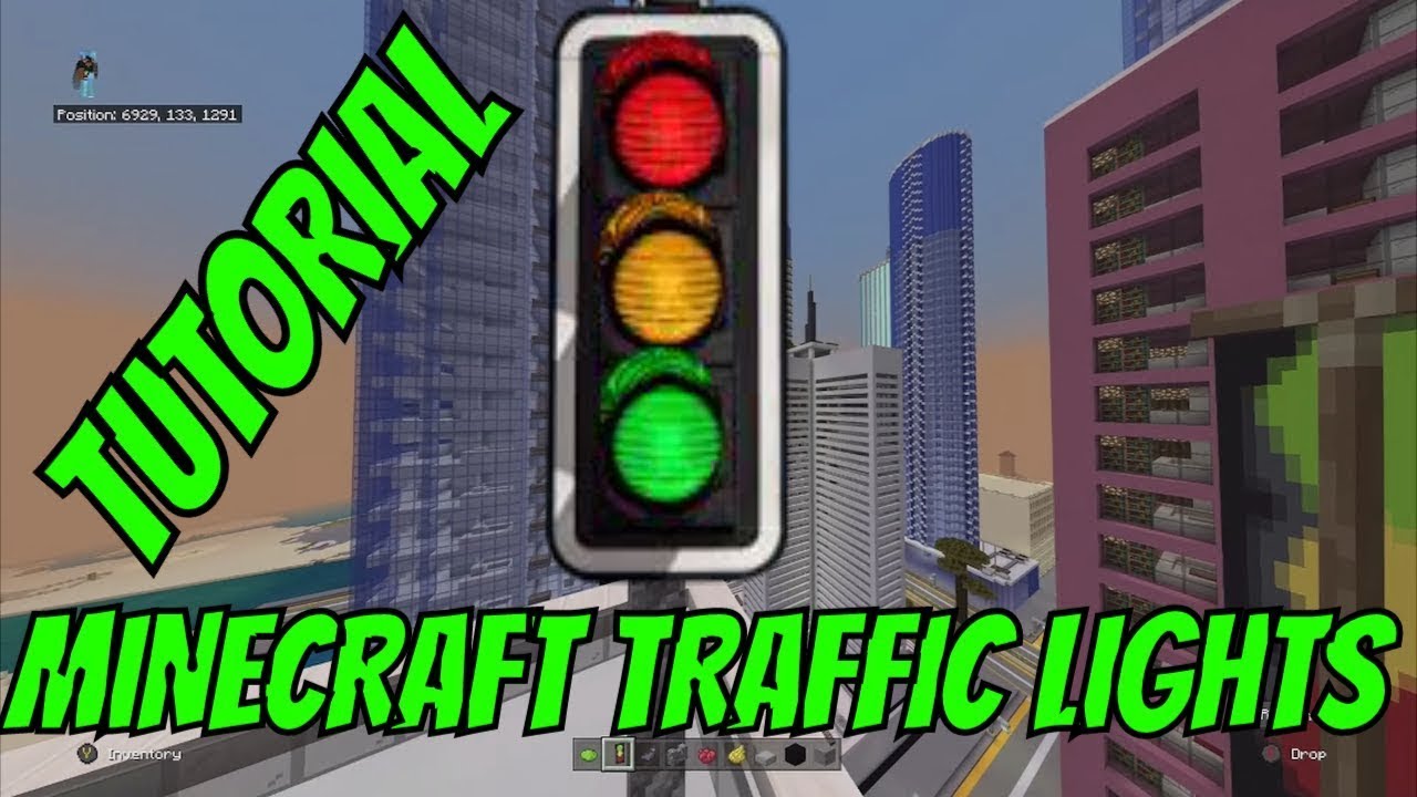 HOW TO MAKE REALISTIC MINECRAFT TRAFFIC LIGHTS Minecraft City Tutoriasl - YouTube