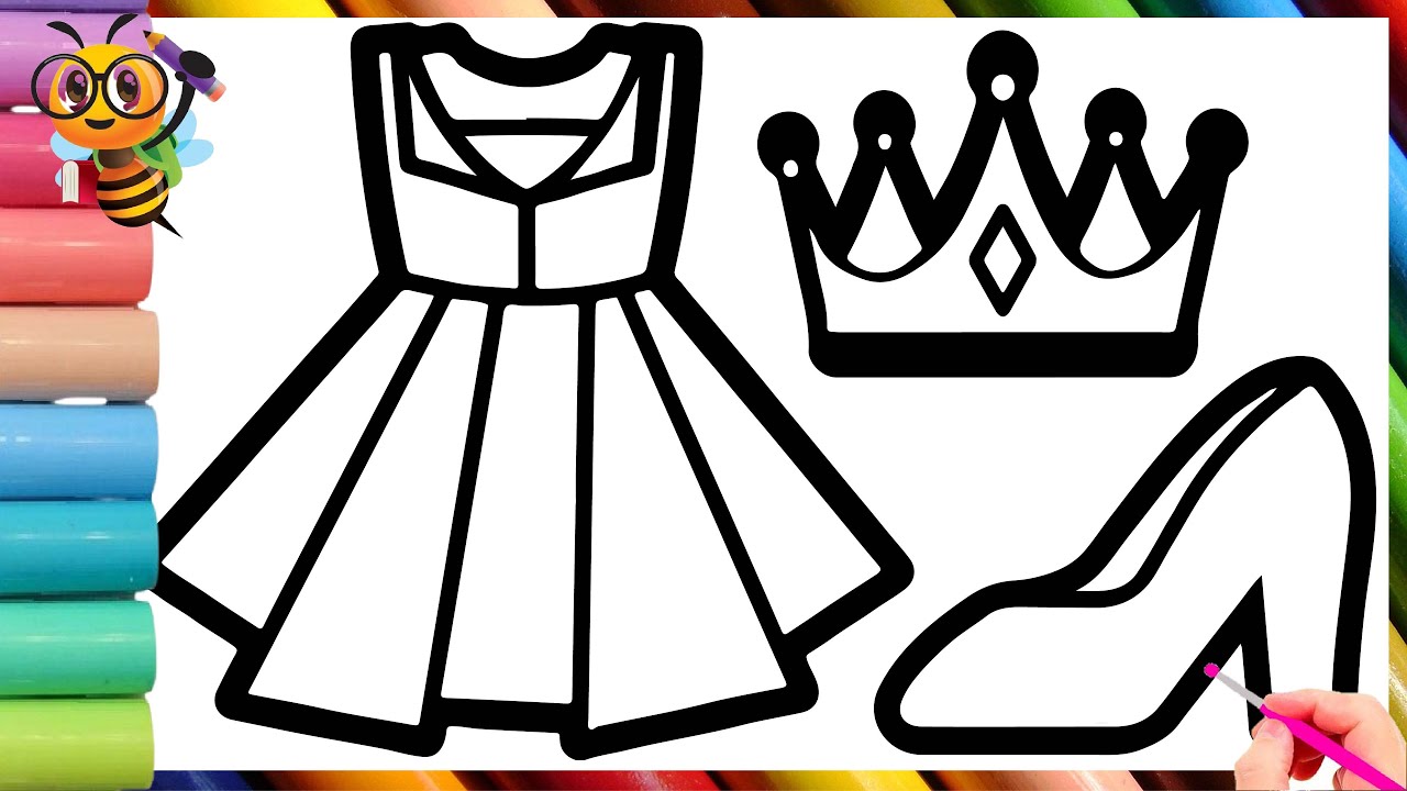 Cute Princess dress Drawing and Coloring .How to dra cute dress step by ...