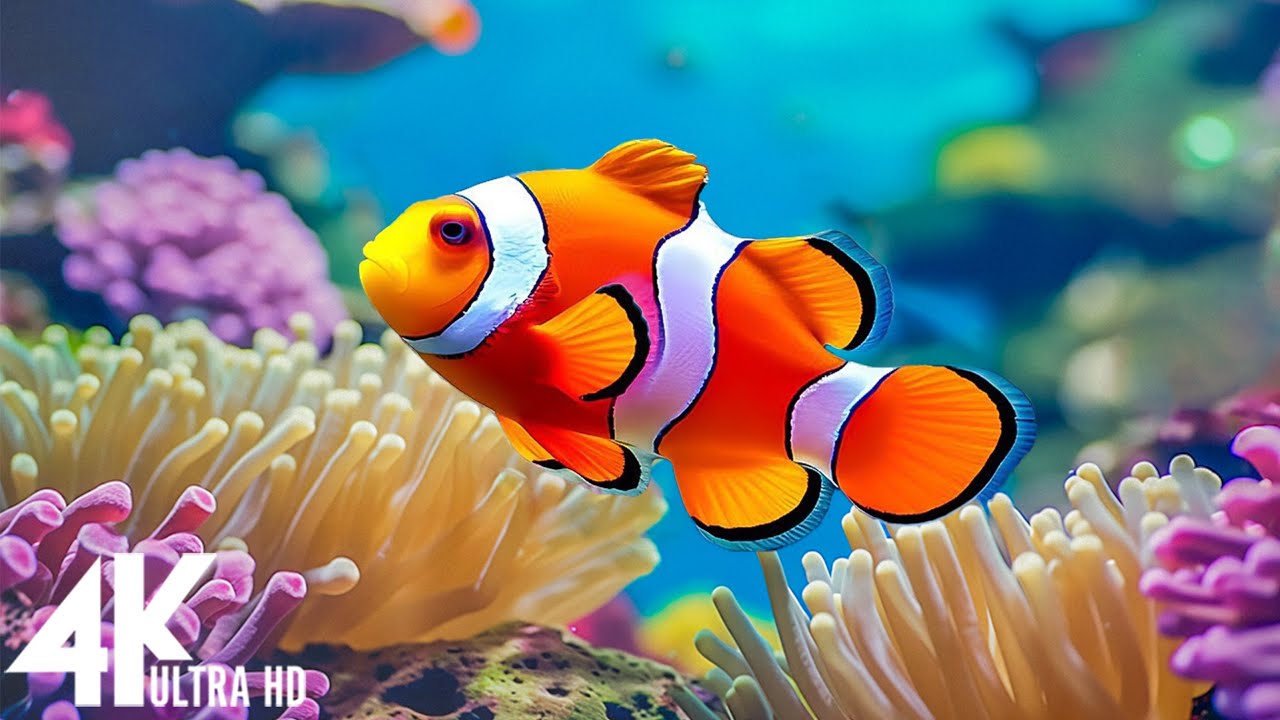 Aquarium 4K VIDEO - Relaxing Music 🐠 Tropical Fish, Coral Reefs ...
