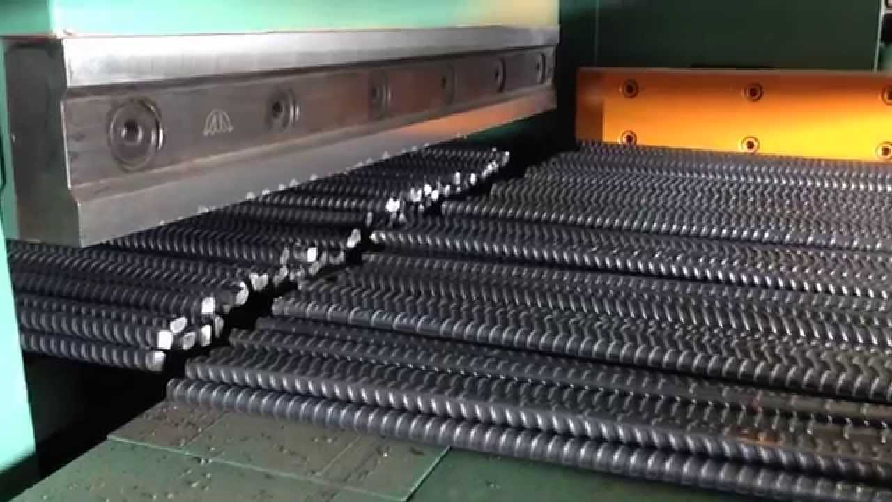 鋼筋短料裁剪 deformed bar cutting machine - Rebar cold shear equipment - YouTube