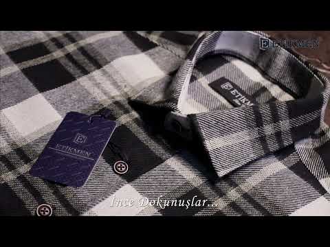 Etikmen Erkek Kahve Beyaz Kareli Kışlık Oduncu Kutulu Gömlek