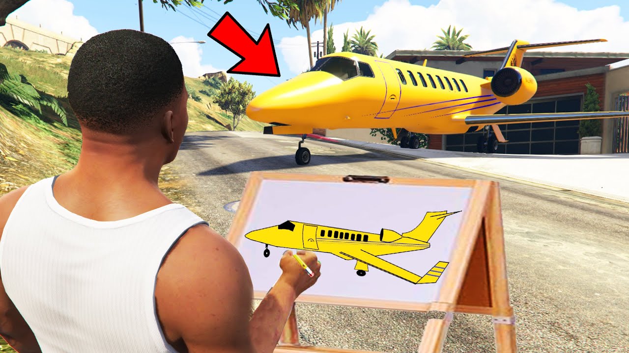 Franklin Uses Magical Painting To Draw Private Jet In Gta V ! GTA 5 new ...