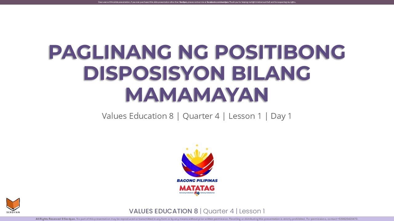 Values Education 8 - Q4W1D1 - Paglinang ng Positibong Disposisyon ...