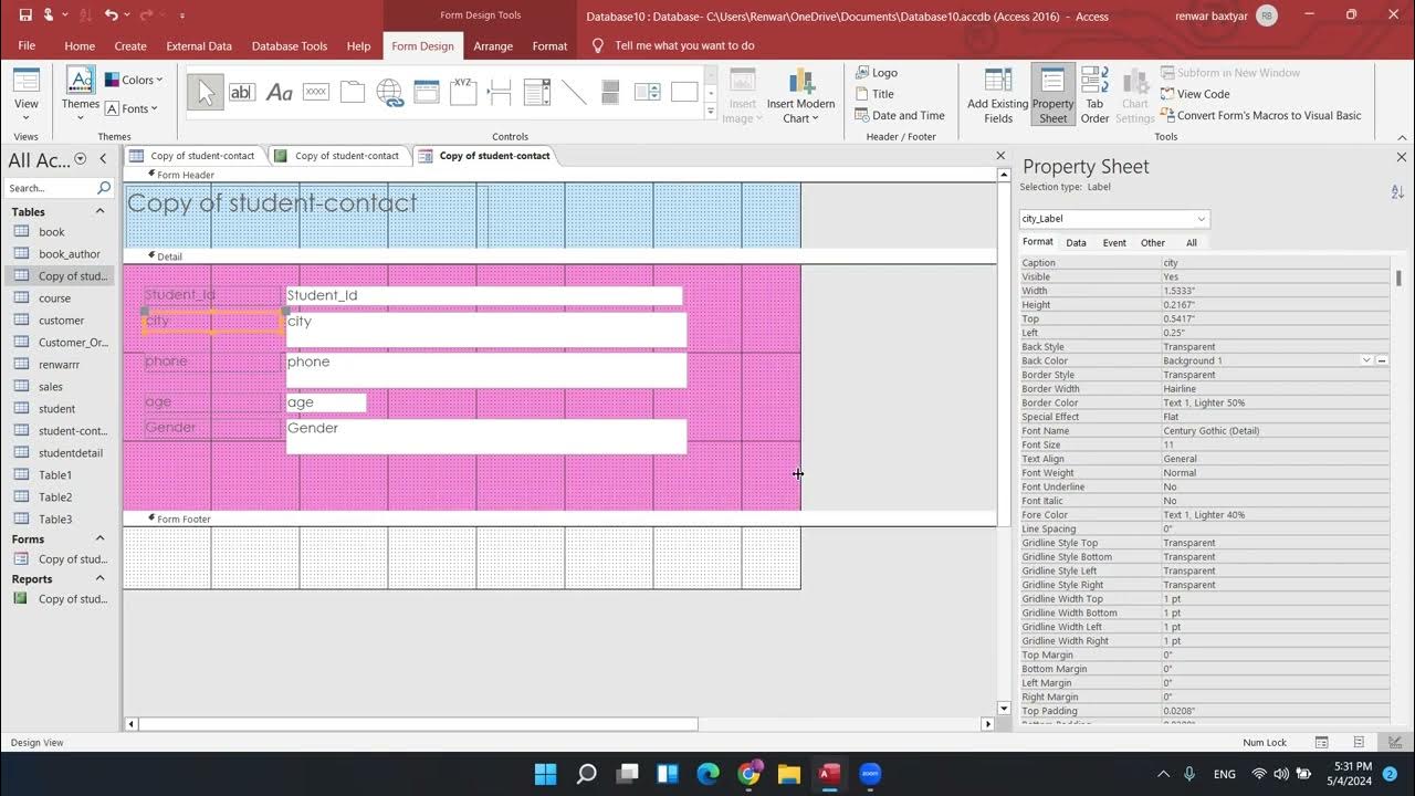 formatting report and form in Microsoft Access - YouTube