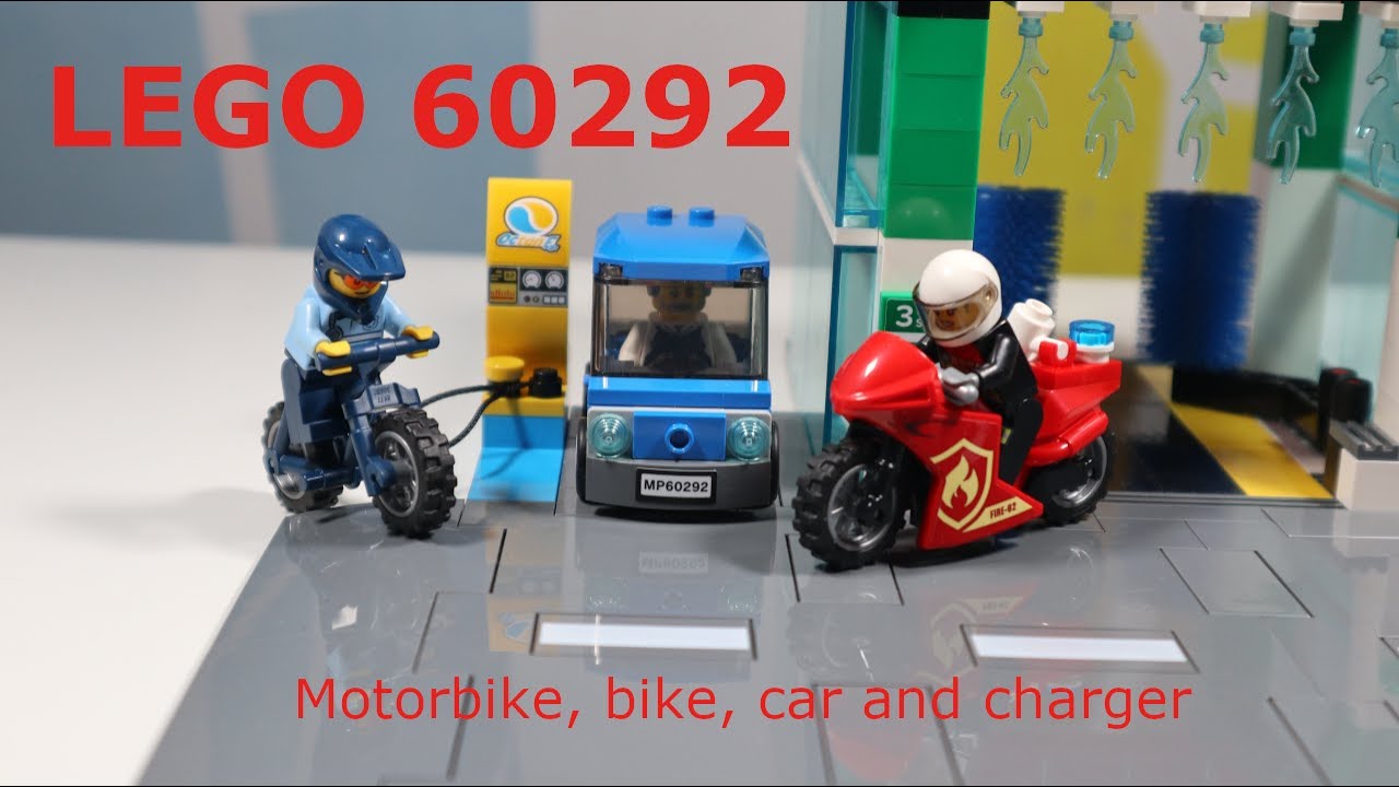Lego 60292, motorbike, bike, electric car and a charger. - YouTube