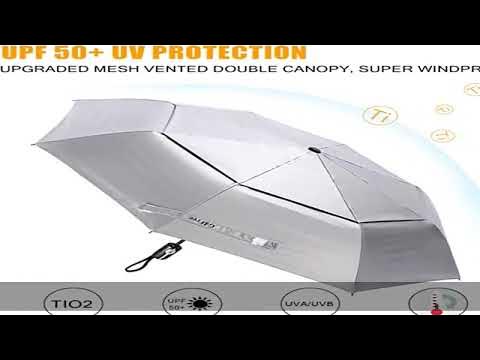 G4Free UPF 50+ UV Protection Travel Umbrella 42/46 Inch Windproof Silver Coating Sun Blocking ...