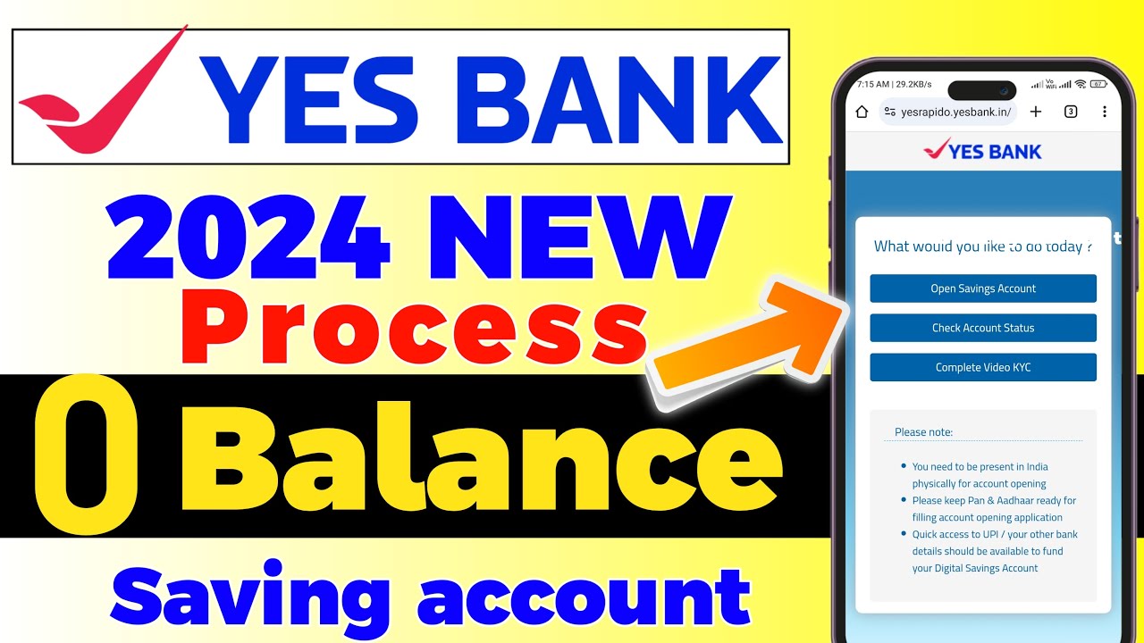 Yes Bank Zero Balance Account Opening Online | Yes Bank Account Opening ...
