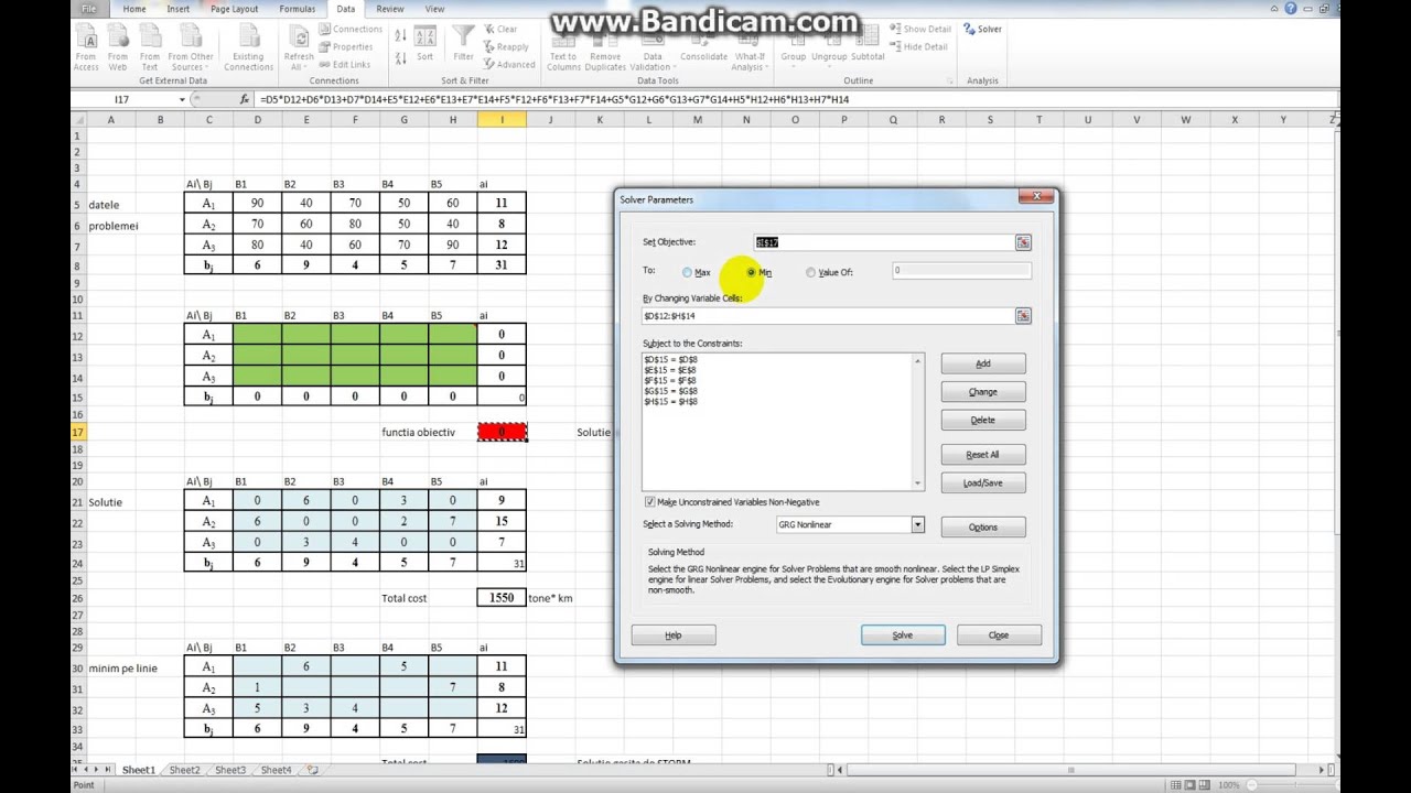 problema de transport rezolvata cu ajutorul SOLVER din EXCEL - YouTube