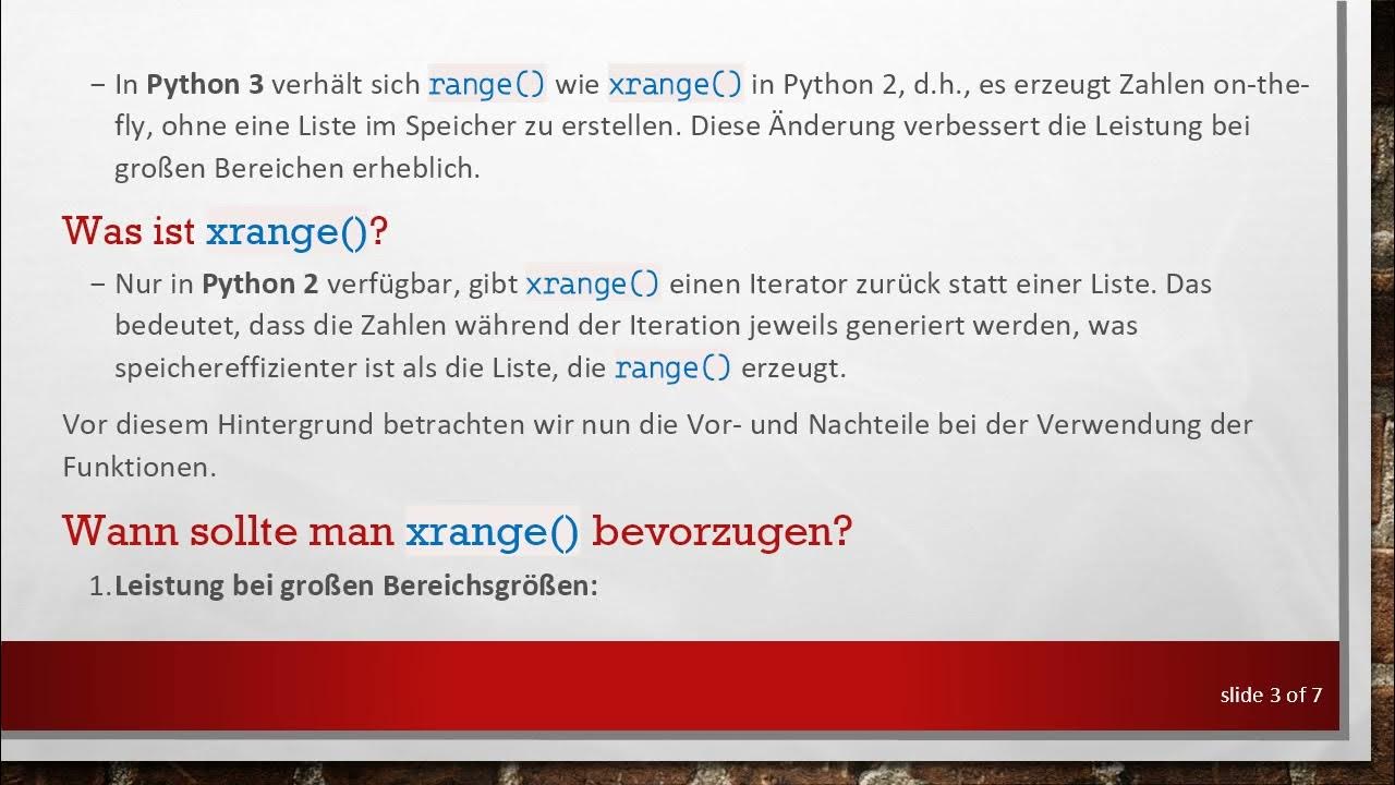 Sollten Sie xrange() immer range() in Python vorziehen? - YouTube