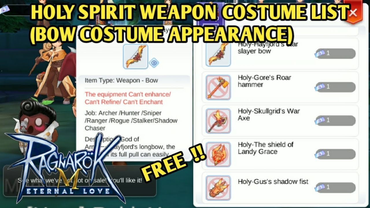 Holy Spirit Weapon Costume List (Bow Costume Appearance) - Ragnarok M ...