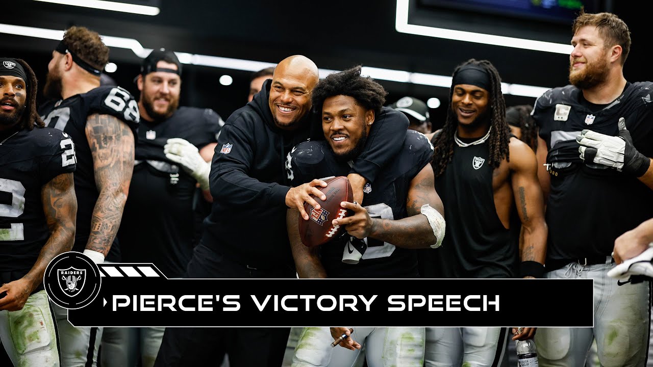 Coach Pierce's Locker Room Victory Speech vs. Giants | Raiders | NFL ...