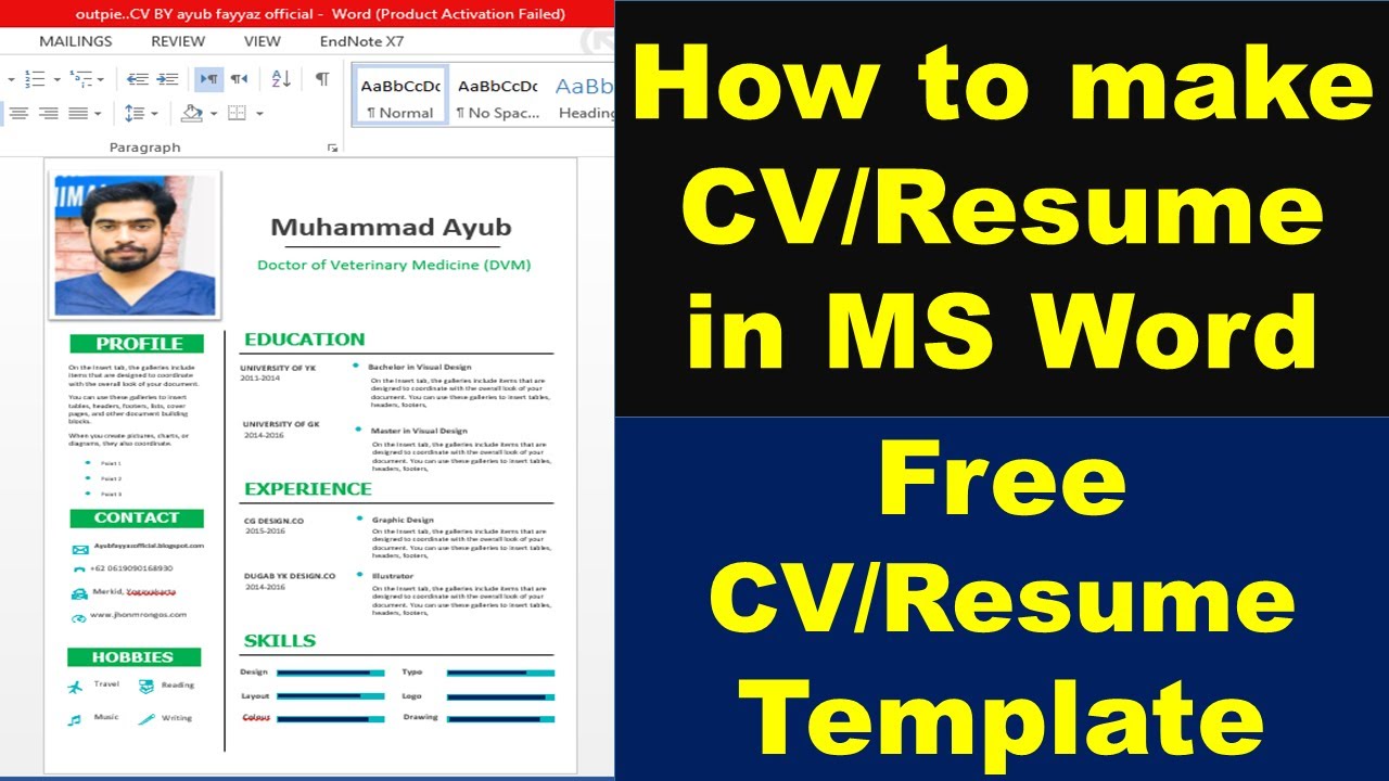How To Make Professional CV In MS Word CV Banane Ka Tarika Free CV
