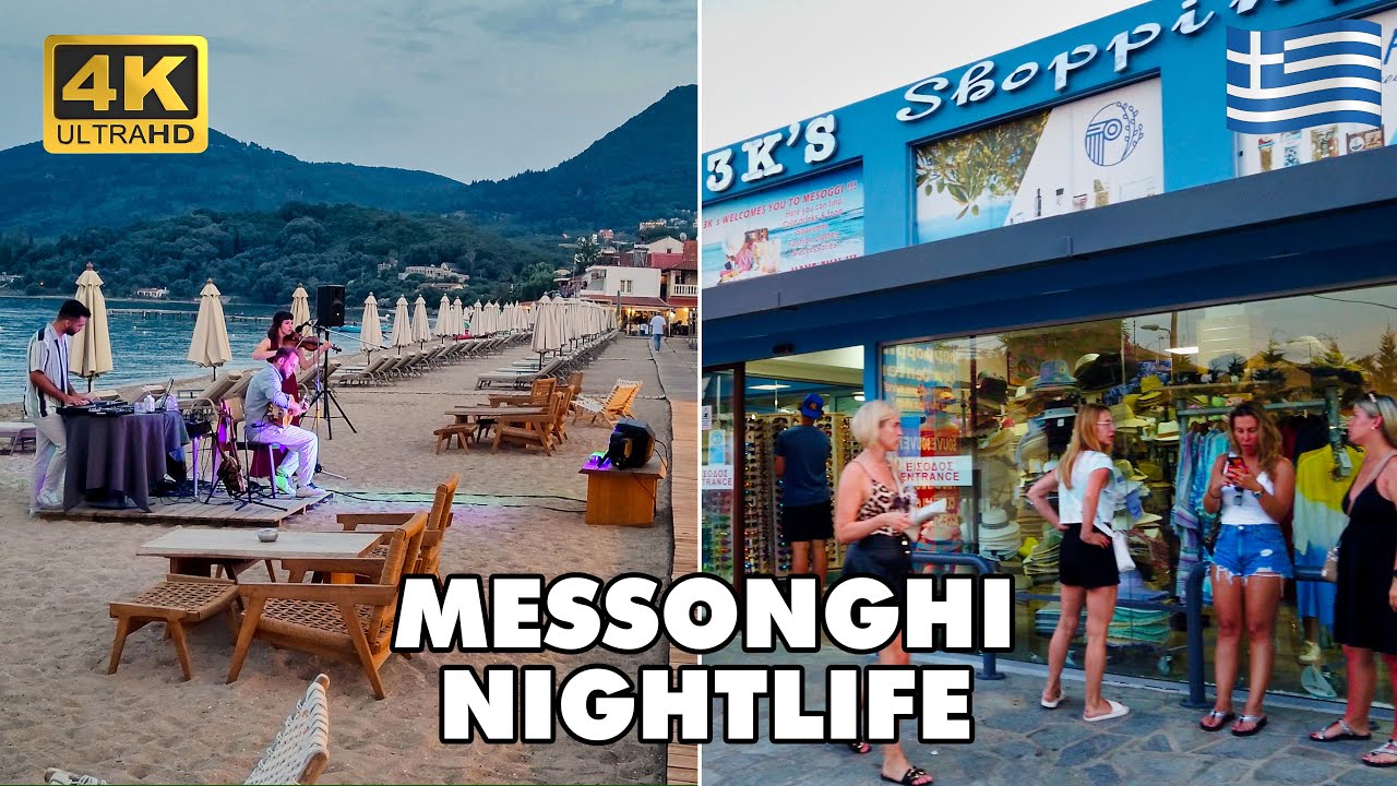 MESSONGHI (Mesongi) NightLife Corfu Island Greece 🇬🇷 |🌙 Walking Tour ...