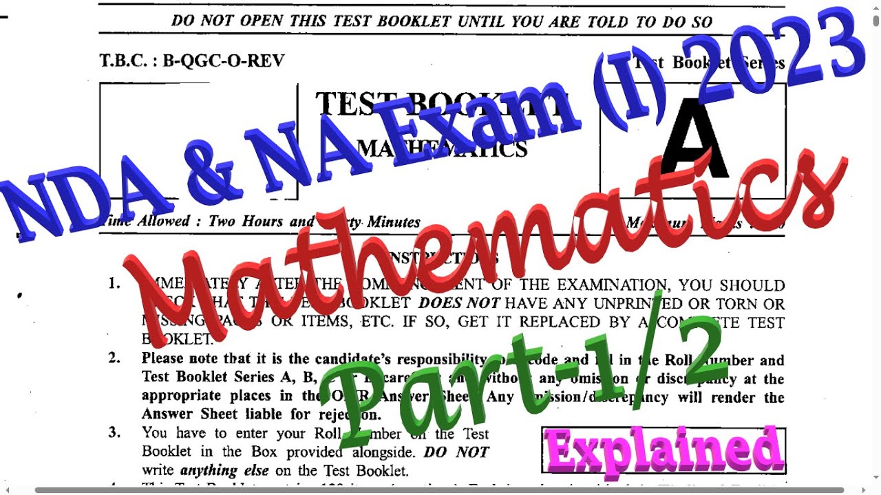 NDA & NA Exam(I) 2023_Maths (1)|| nda previous year paper solved, nda ...