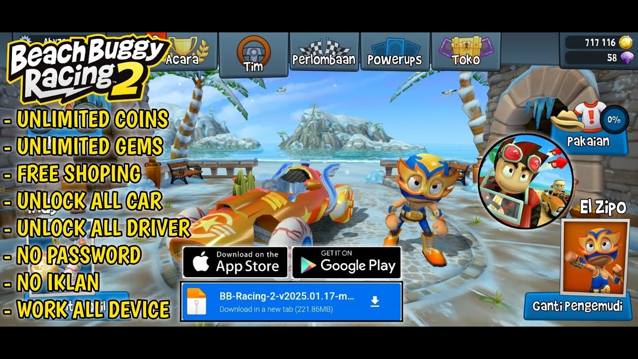 Beach Buggy Racing 2 Mod Apk V2025.1.23 Terbaru 2025 - Unlimited Money ...