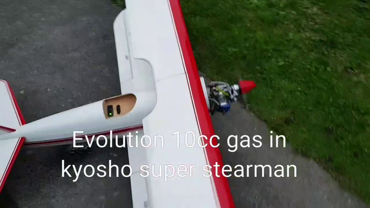 Evolution 10cc gas in an old kyosho super stearman - YouTube