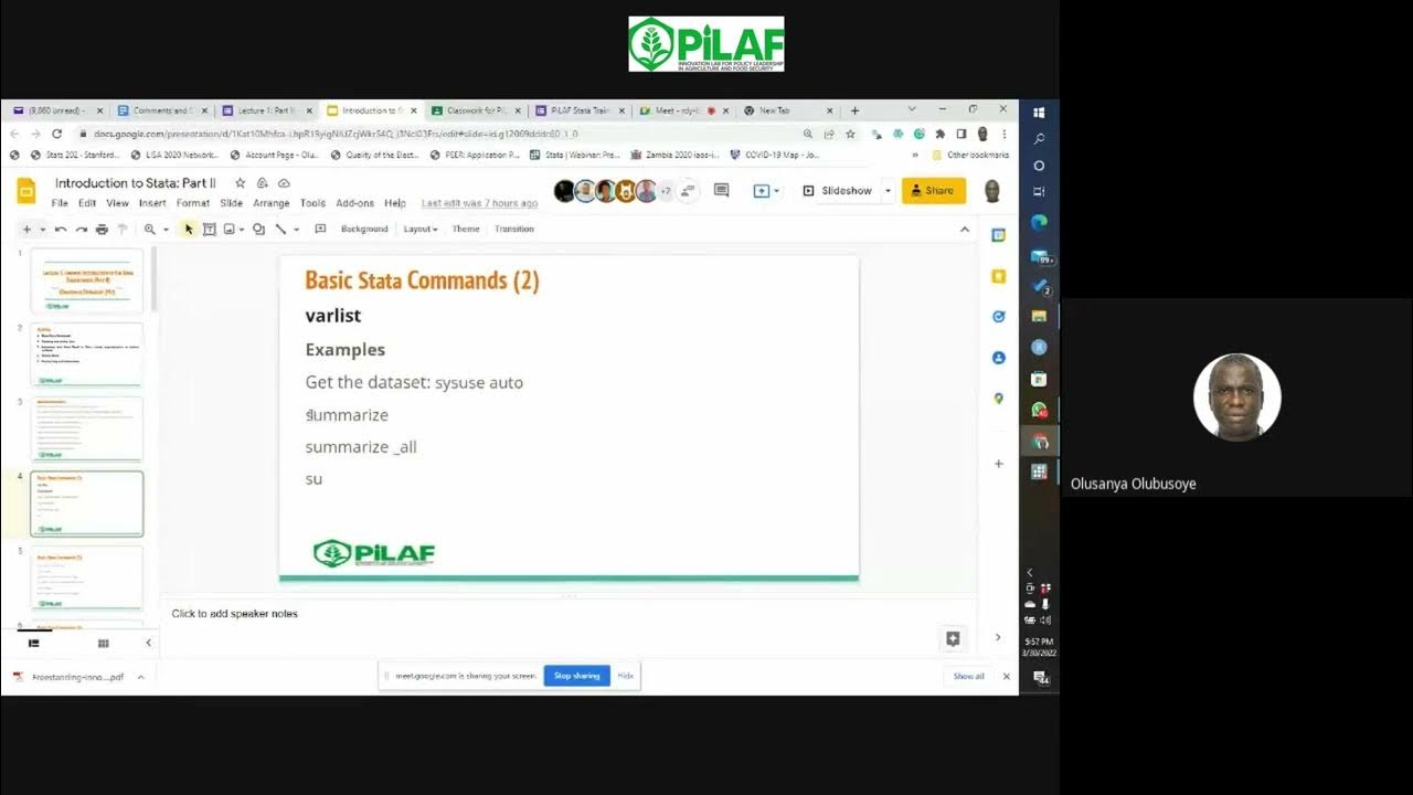 STATA Session 3 Basic STATA Commands 2 - YouTube