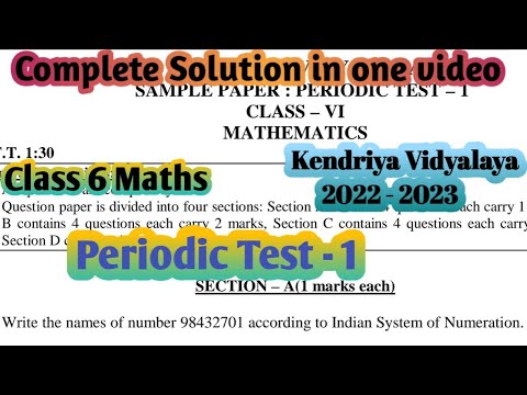 Class 6 Maths Periodic Test - 1 Question Paper (2022 - 2023) | Unit ...