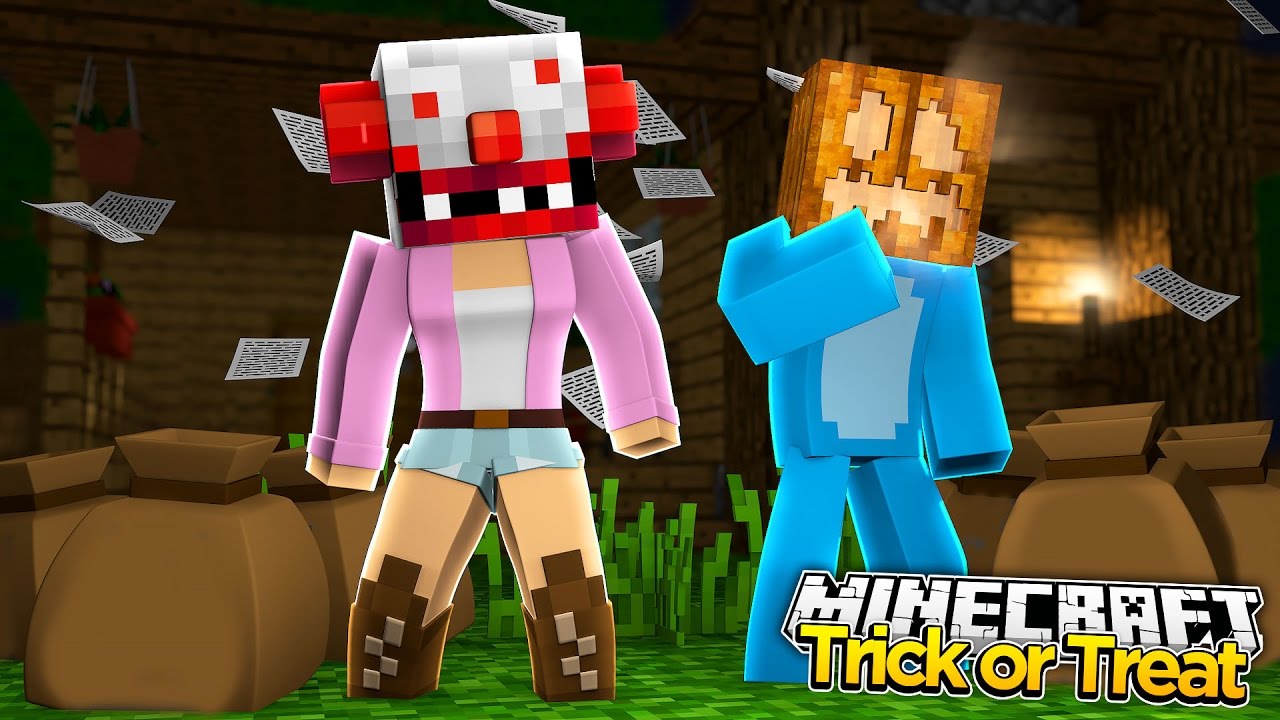Minecraft - LITTLE KELLY GOES TRICK OR TREATING! - YouTube